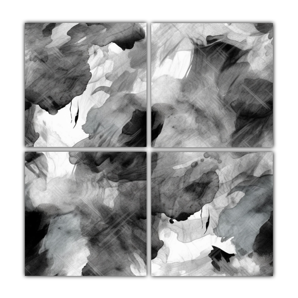 Cuadros De Naturaleza En Tinta Negra Y Blanca Con Pinceladas ...