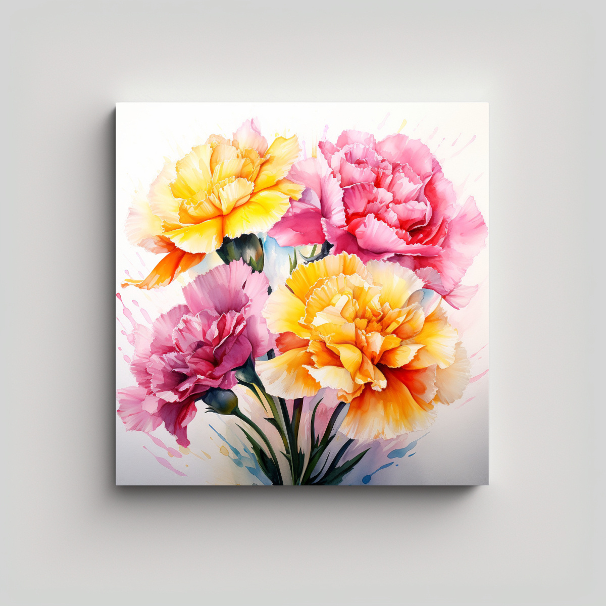 Cuadros Decorativos Abstractos De Textura Y Composición Con Flores Amarillas Y Rosas - Decocuadros