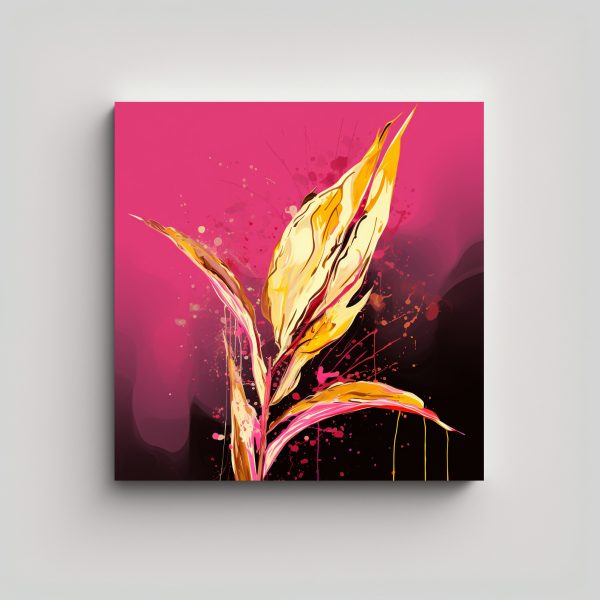 Cuadros Decorativos De Hojas De Heliconia En Colores Oro Y Rosa Con Líneas Finas De Arte Y ...