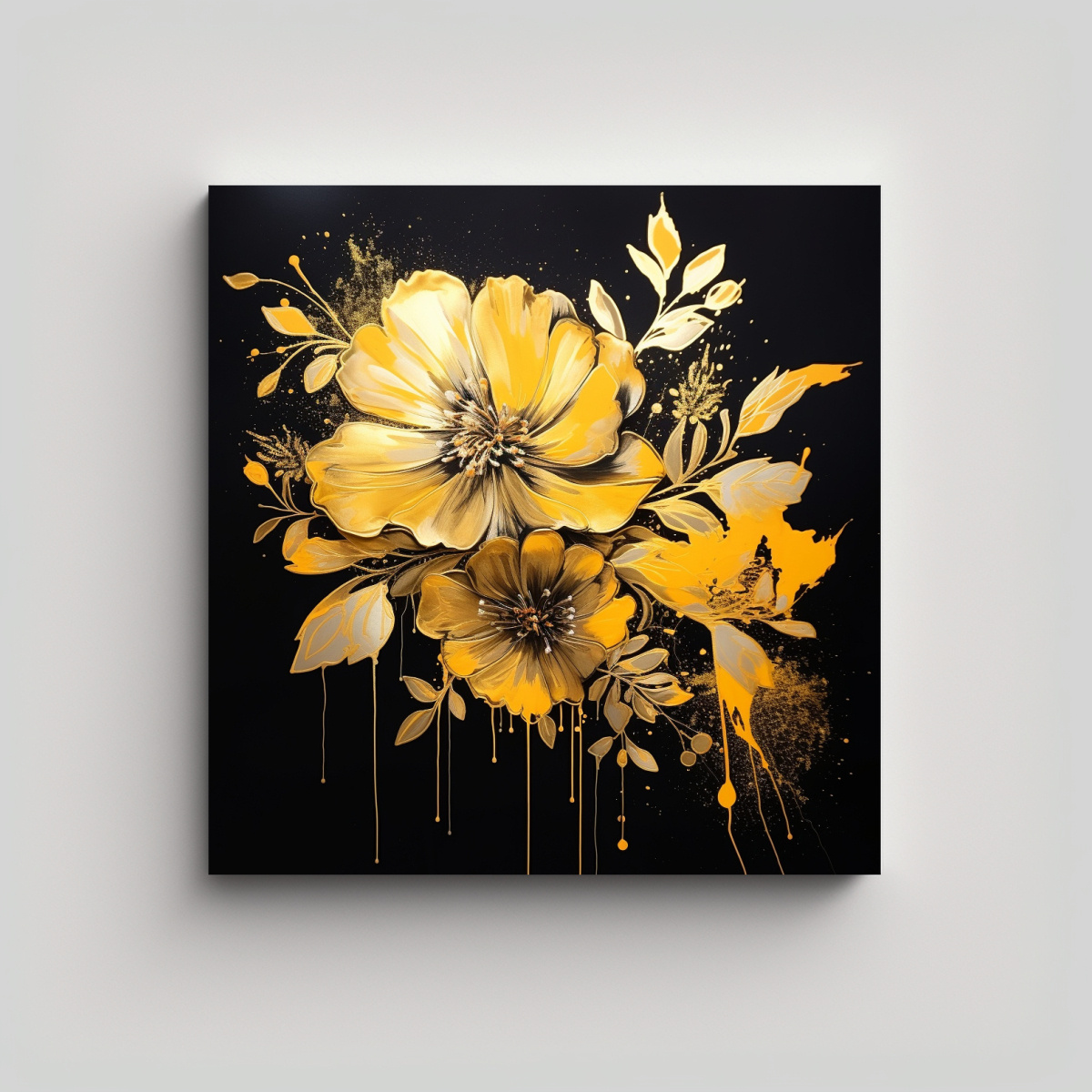 Cuadros Decorativos En Estilo Abstracto Con Gama De Colores Amarillo Y Dorado, Ambiente Neonoir ...