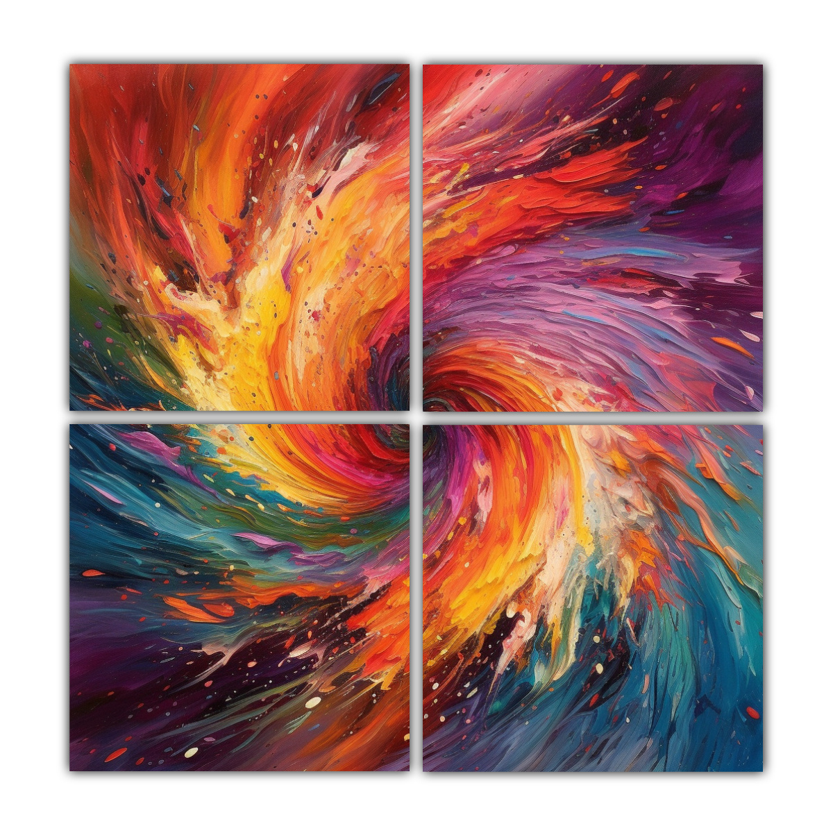 Cuatro Cuadros Alta Calidad Pintura Decorativa Explosión De Color Vórtice - Decocuadros