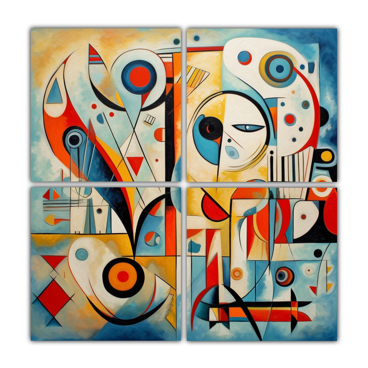 Cuatro Lienzos Arte Abstracto Vintage Estilo Picasso Y Kandinsky ...