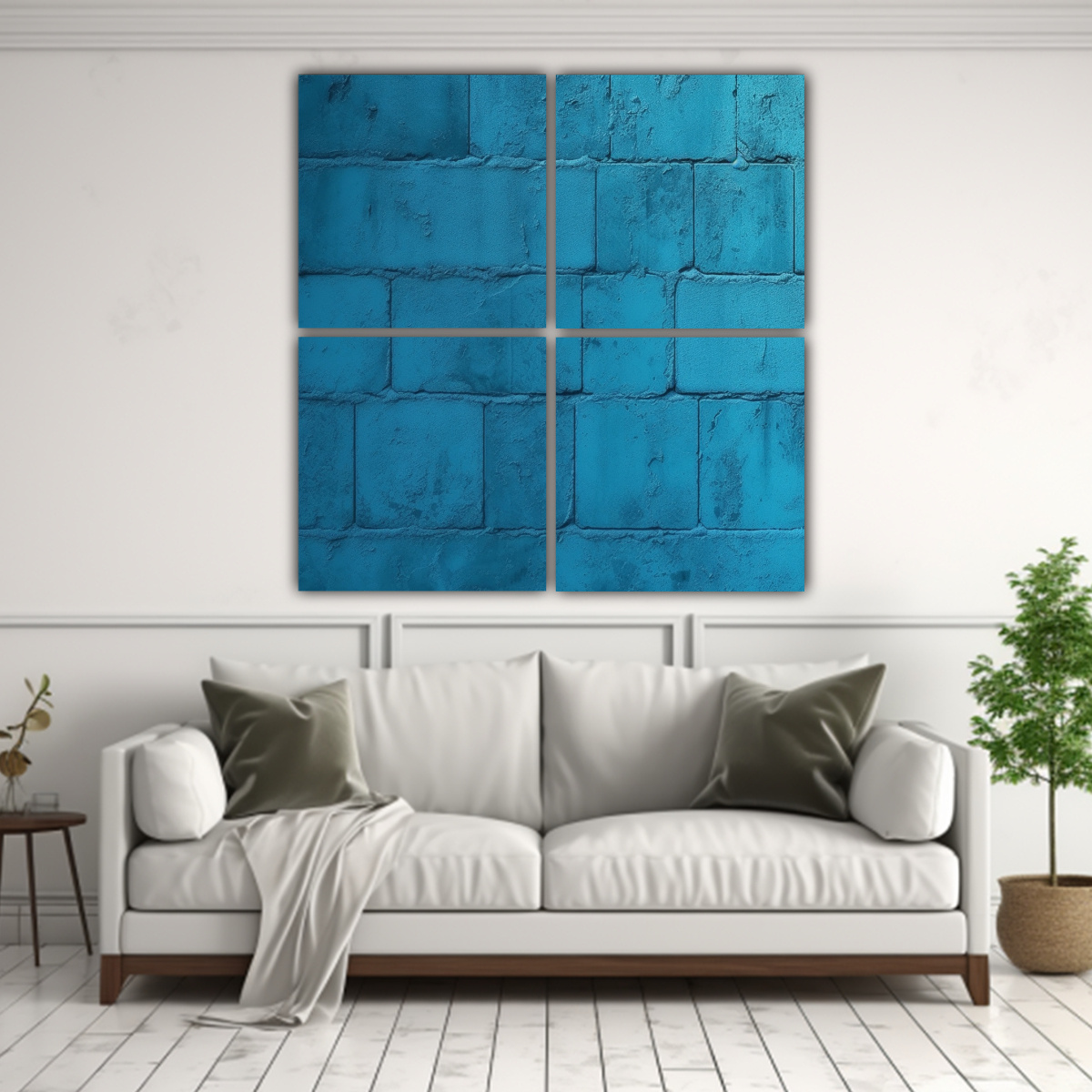 Cuatro Telas En Bastidor Azul Intenso - Cuadros Decorativos De Calidad - Decocuadros