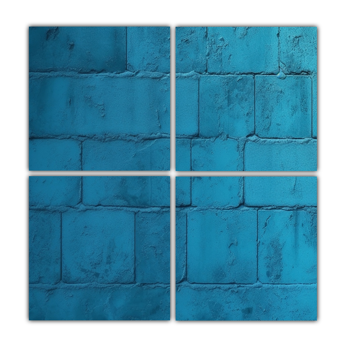 Cuatro Telas En Bastidor Azul Intenso - Cuadros Decorativos De Calidad - Decocuadros