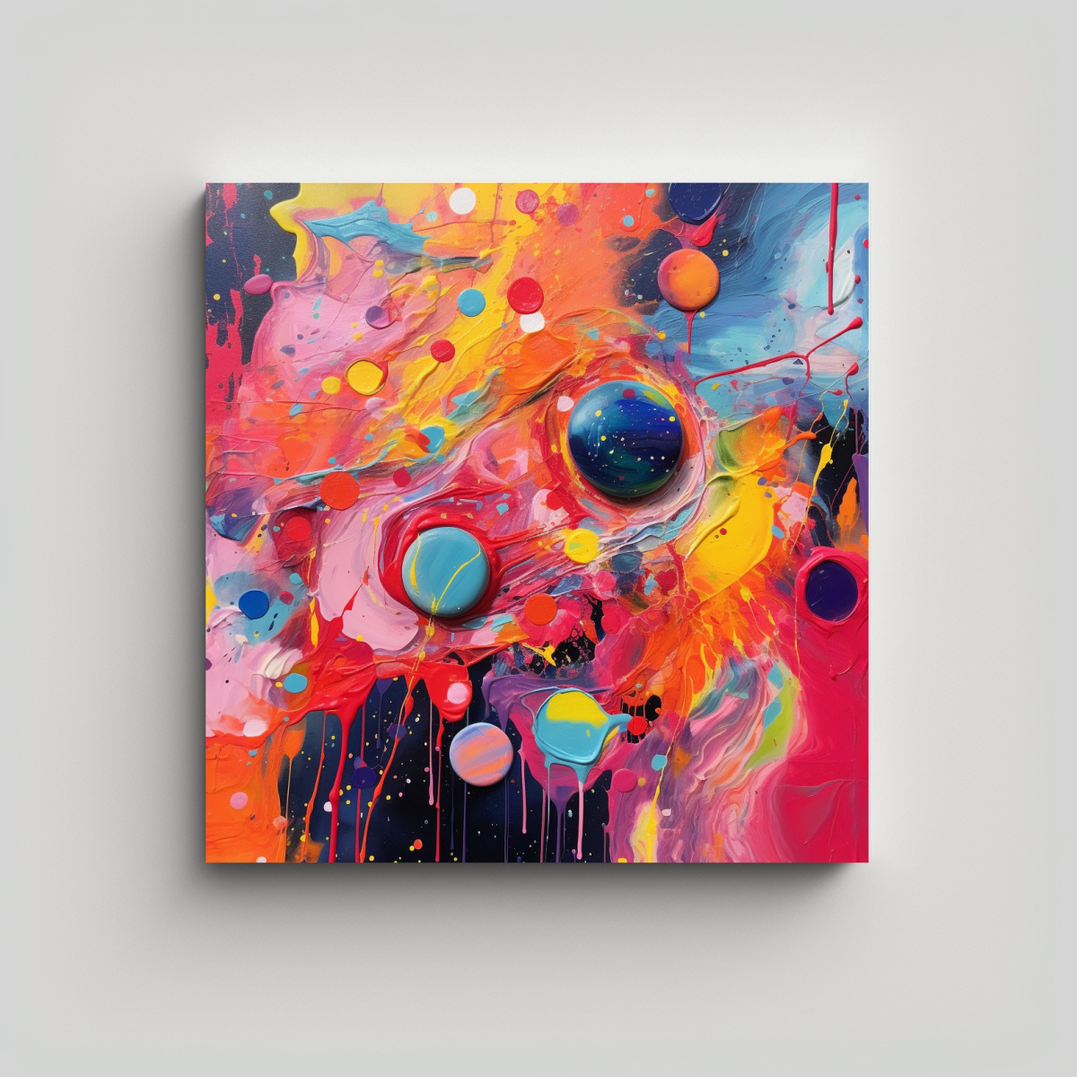 Cuadro Decorativo Feliz Pintura Acrílica Brillante En Lienzo Espectacular - DecoCuadros