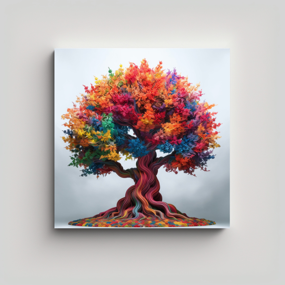 Lienzo De Tela Alta Calidad Con Árbol Arcoíris De Grandes Dimensiones - DecoCuadros