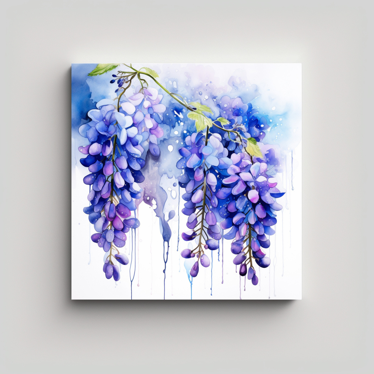 Cuadro Abstracto De Flores De Glicinias Negras Y Azules - DecoCuadros