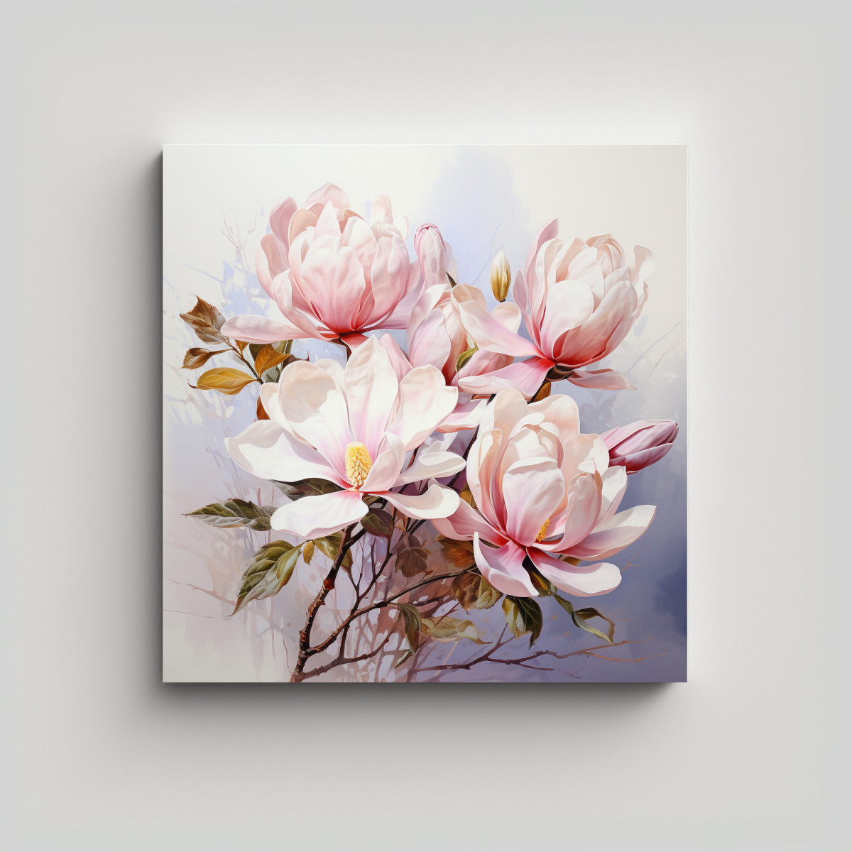 Cuadro Pintura Abstracta Flores Magnolias Colorida - Decocuadros