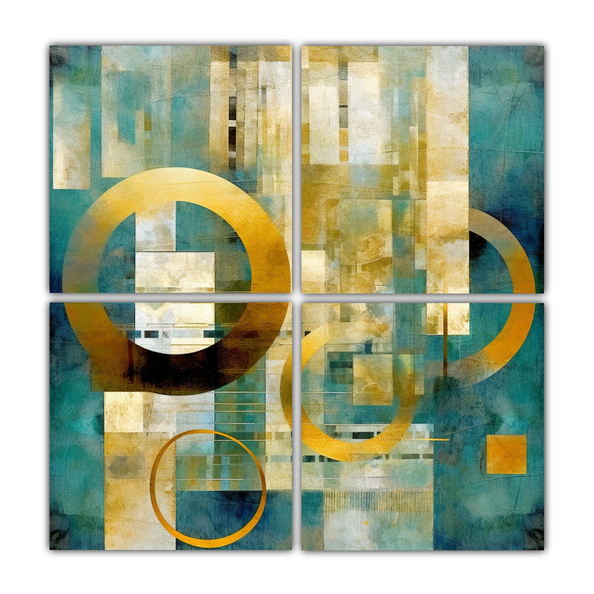 Cuadro Pintura Abstracta Círculos Y Curvas - DecoCuadros