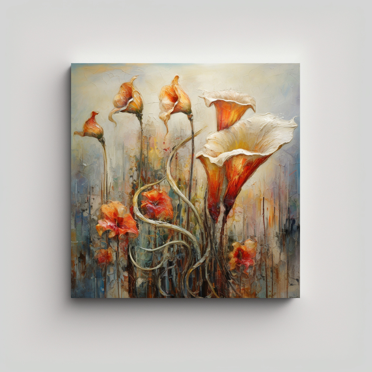 Cuadro Abstracto De Flores De Cuerno Para Sala | DecoCuadros