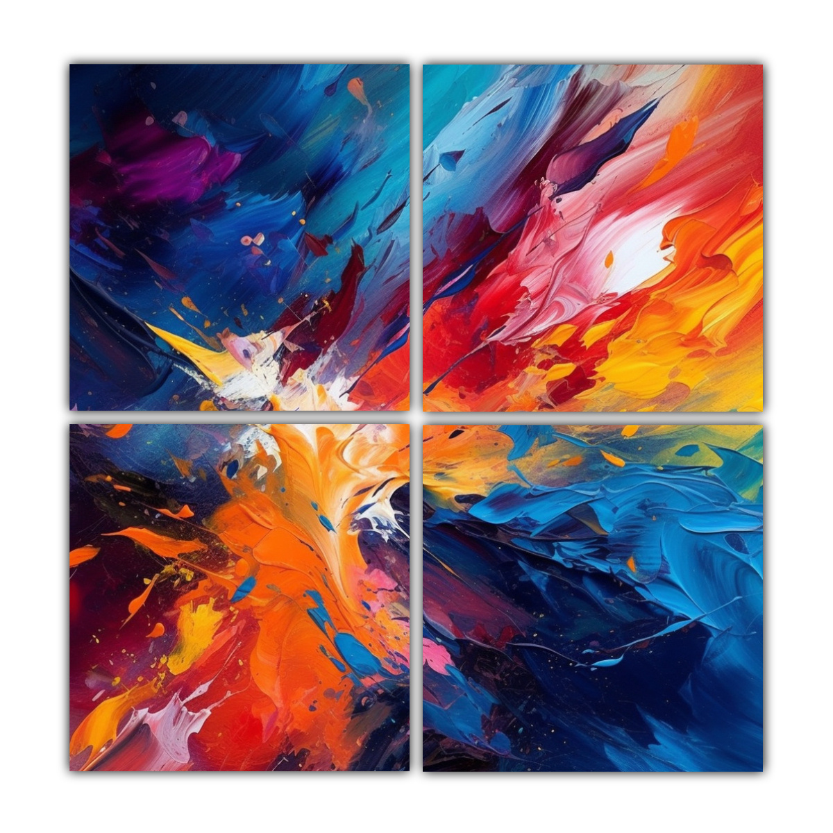 Cuadro Abstracto De 4 Composiciones Hermosas Y Simples - DecoCuadros