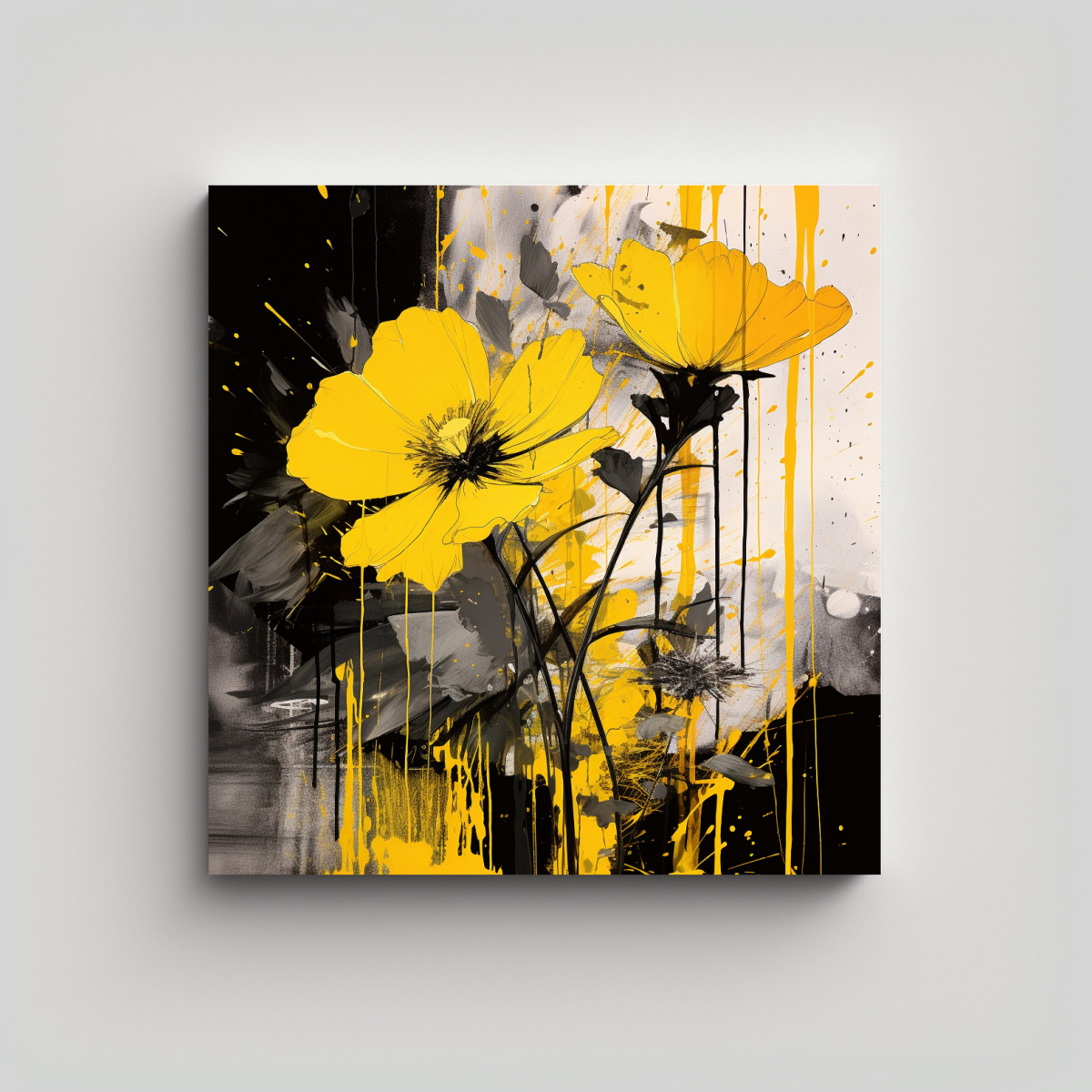 Cuadro De Pared Movimiento Brillante Yellow AND Black Colors Neo-noir Atmosphere - DecoCuadros