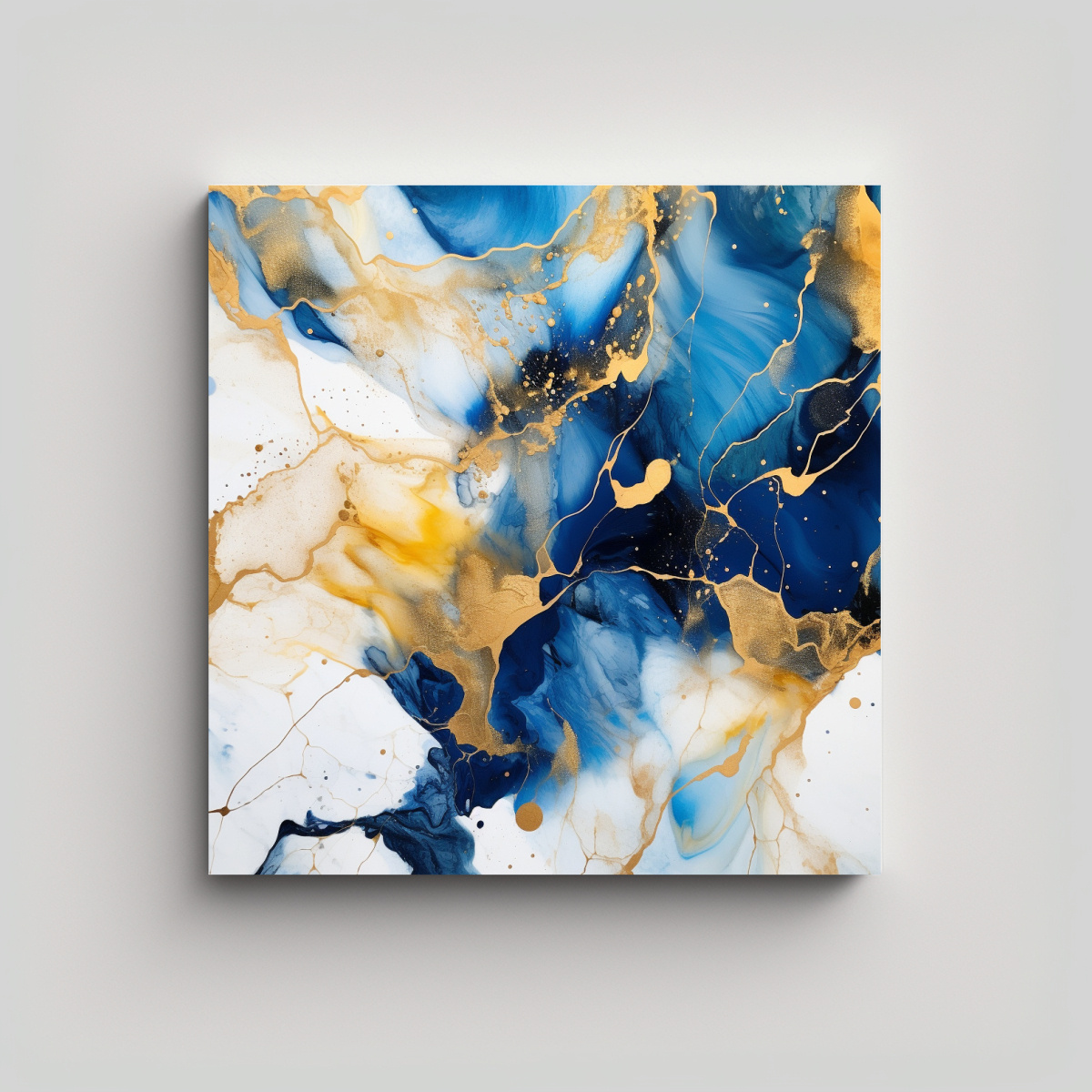 Cuadro Decorativo Abstracto En Azul Y Dorado - DecoCuadros