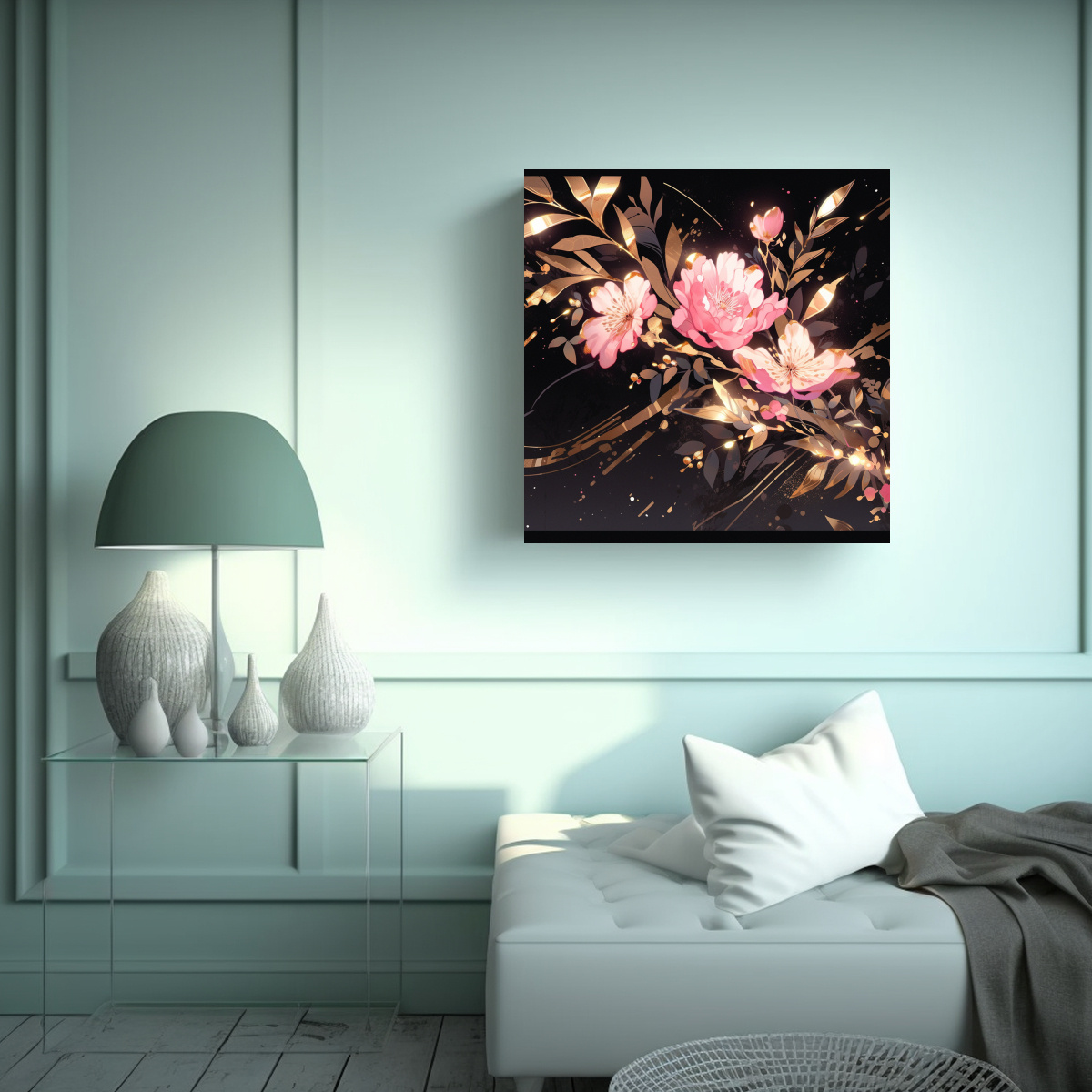 Cuadro Decorativo Neonoir En Colores Oro Y Rosa - DecoCuadros