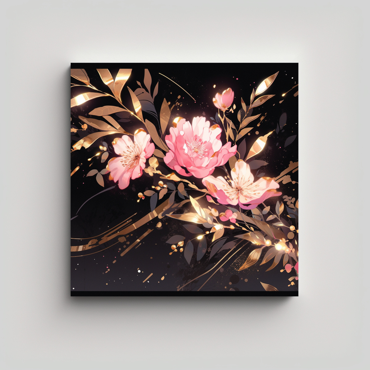 Cuadro Decorativo Neonoir En Colores Oro Y Rosa - DecoCuadros