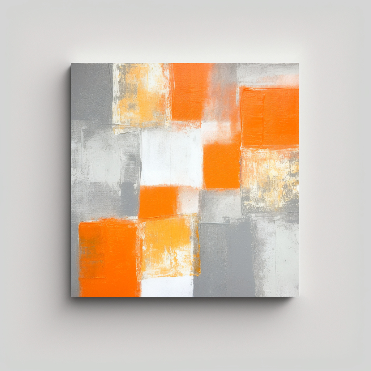 Cuadro Decorativo Estilo Vintage Con Efecto Visual De Cuadrados Naranjas Y Borde Blanco En Canva ...