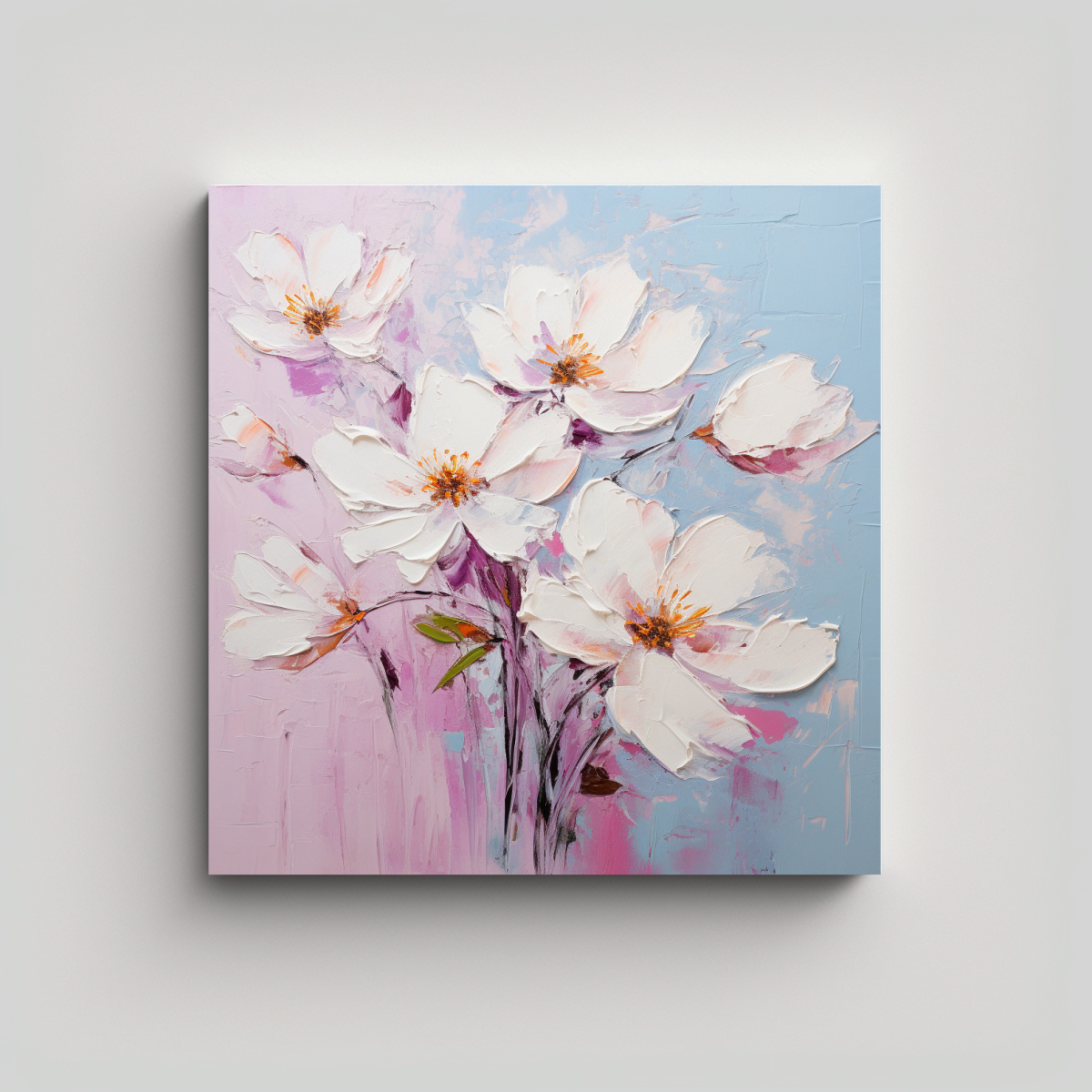 Cuadro De Flores Blancas Y Rosas De Colores Moderno E Innovador - Decocuadros