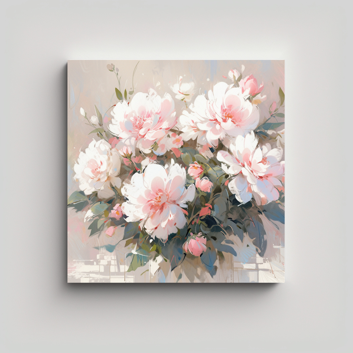Pintura En Lienzo De Flores Blancas Y Rosas - DecoCuadros
