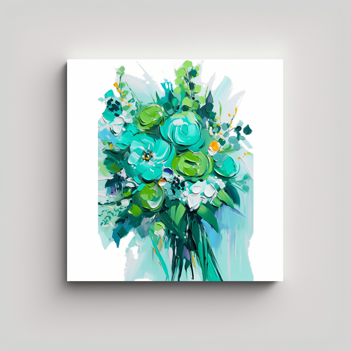 Compra El Mejor Cuadro De Flores En Colores Verde Y Turquesa - DecoCuadros