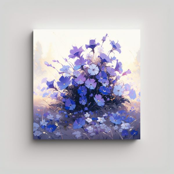 Cuadro Poder En Colores Morado Y Azul Con Flores En Lienzo - DecoCuadros