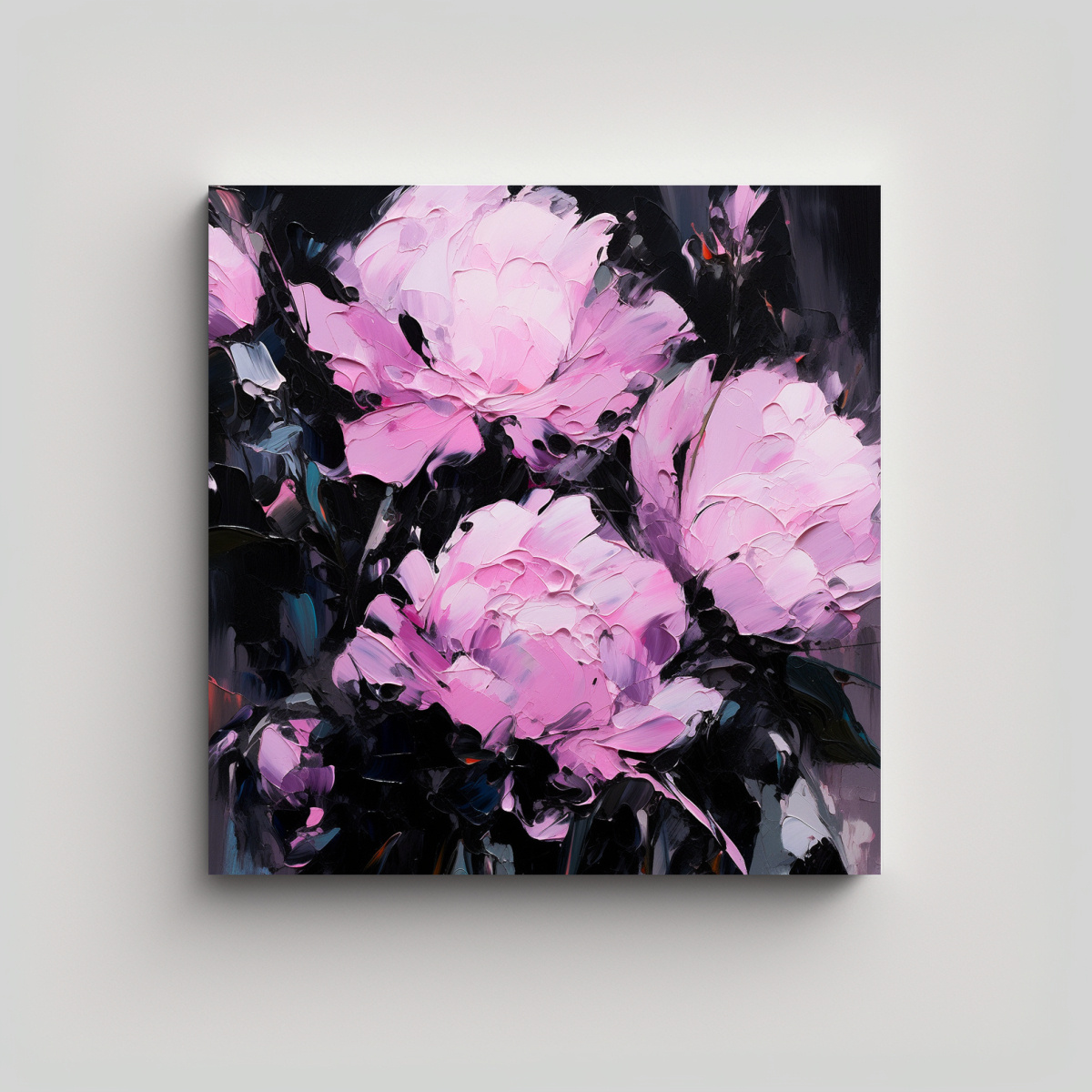 Cuadro De Flores En Colores Negro Y Rosa Para Decoración Moderna - Decocuadros