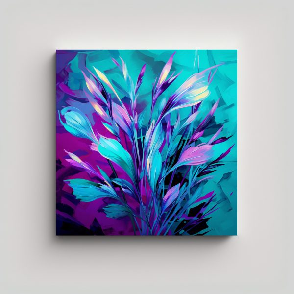 Cuadro Surrealista De Hierbas De Limoncillo En Colores Púrpura Y Turquesa - Decocuadros