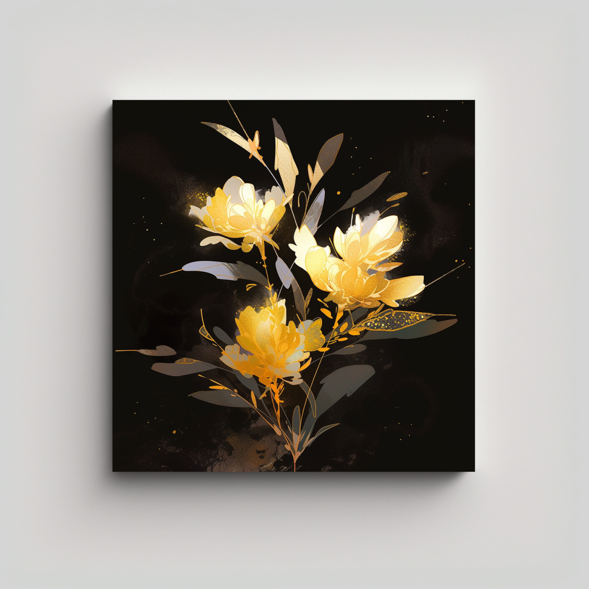 Cuadro De Arte Fino En Tela Sublimada Con Colores Amarillo Y Dorado - Decocuadros