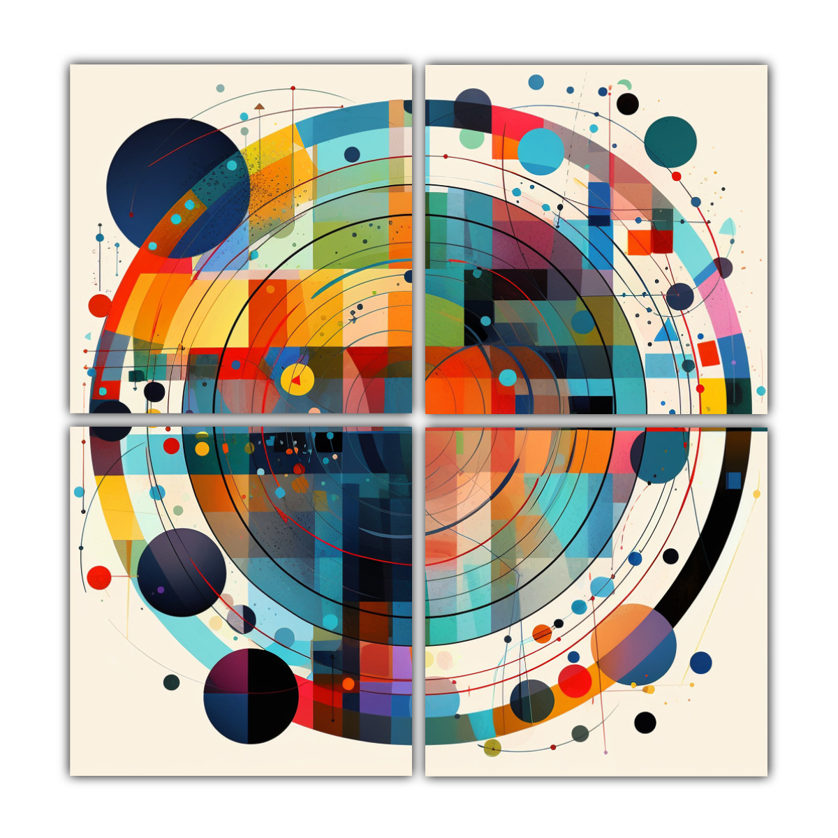 Cuadros Decorativos Abstractos En Círculo Con Conexión - DecoCuadros
