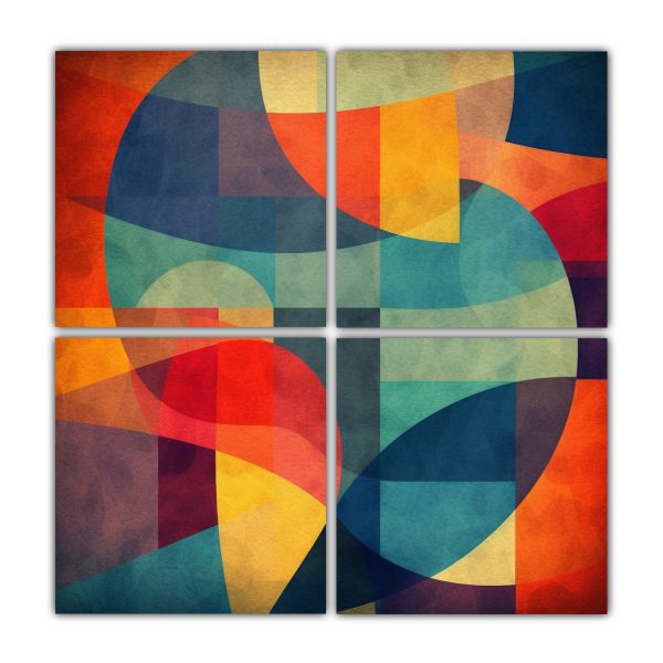 Cuadros Decorativos De Formas Y Líneas Finas En Colores Intensos ...