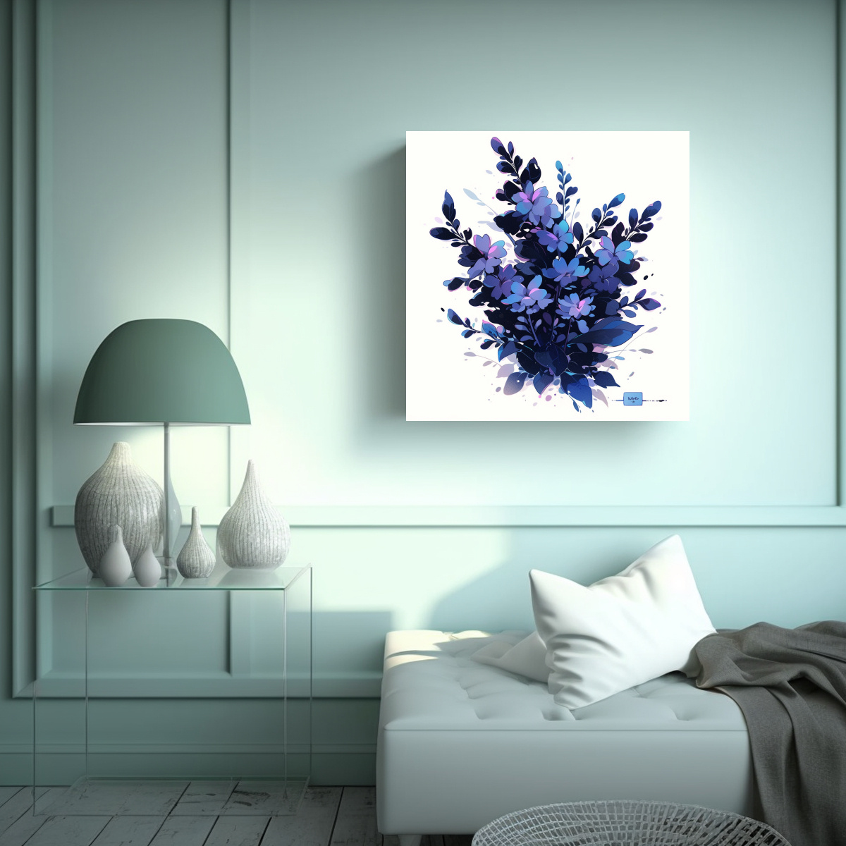 Cuadro Decorativo Con Movimiento Y Profundidad En Colores Morado Y Azul ...