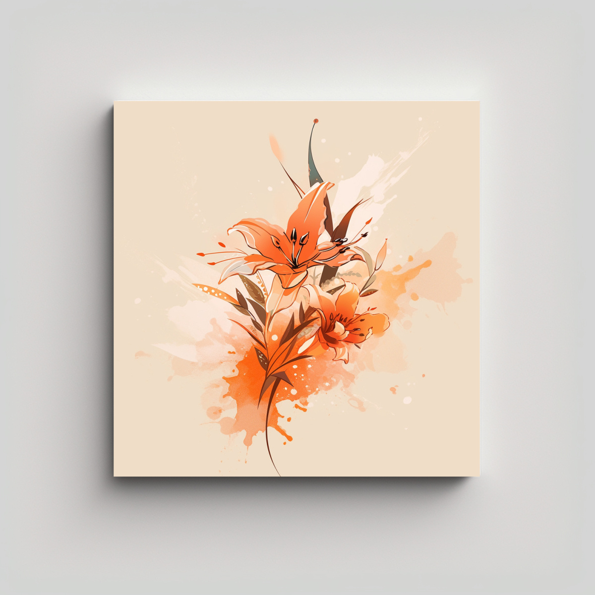 Cuadro Decorativo Arte Abstracto En Colores Naranja Estilo Medio - Decocuadros