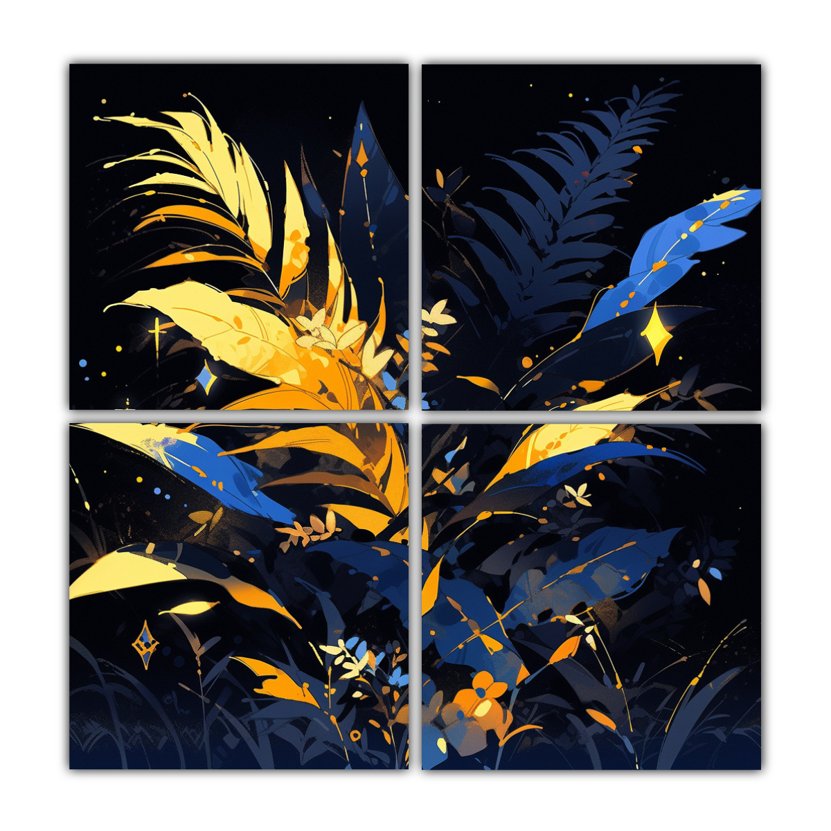 Pinturas De Decoración Con Atmósfera Neonoir En Estilo De Colores Amarillo Y Dorado Del Tema ...