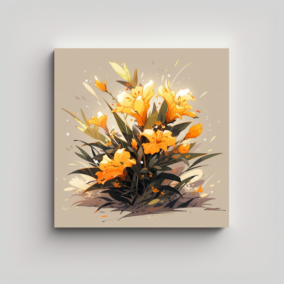 Cuadro Decorativo En Estilo Neonoir Con Destellos Amarillos Y Naranjas - Decocuadros