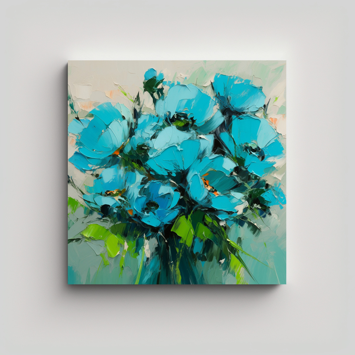 Pinturas Modernas Para Cuarto Con Flores En Colores Turquesa Y Azul En ...