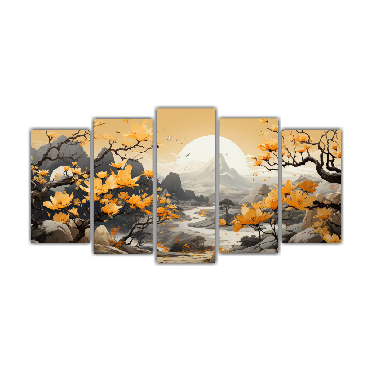 Cuadro Arbutus Tree En Amarillo Y Dorado, Atmosfera Neonoir - DecoCuadros