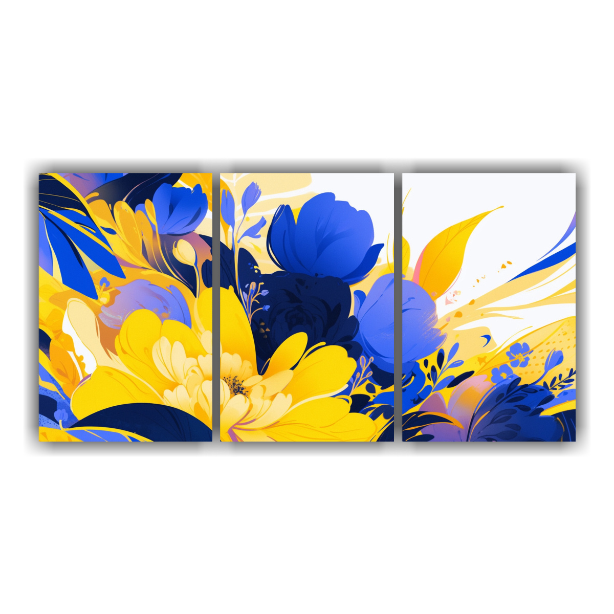 Cuadro Decorativo Moderno Amarillo Y Azul - Atmosfera Neonoir Estilo Pinturas Decorativas ...