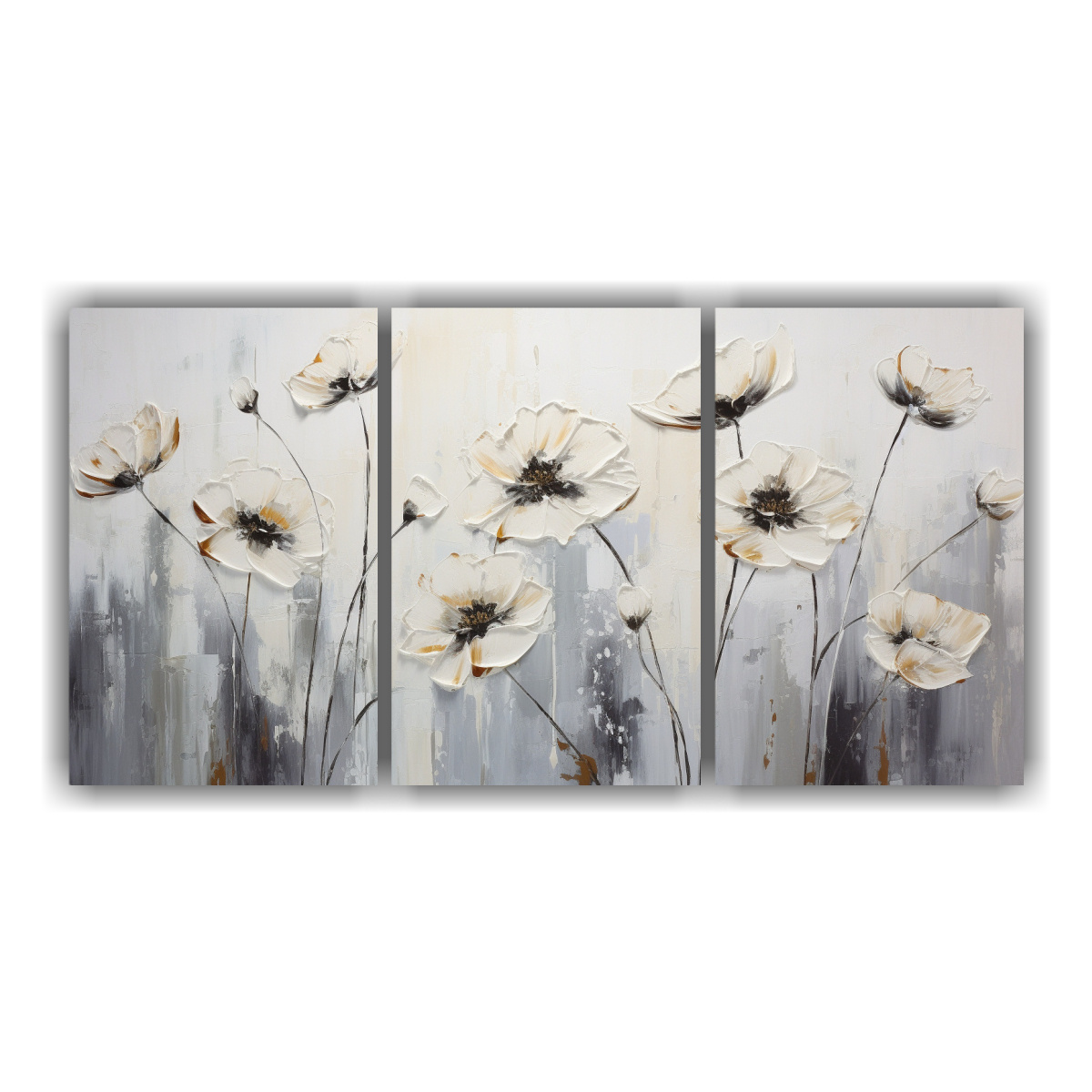 Composiciones Cuadro Escena Flores En Blanco Y Negro Sobre Lienzo - DecoCuadros