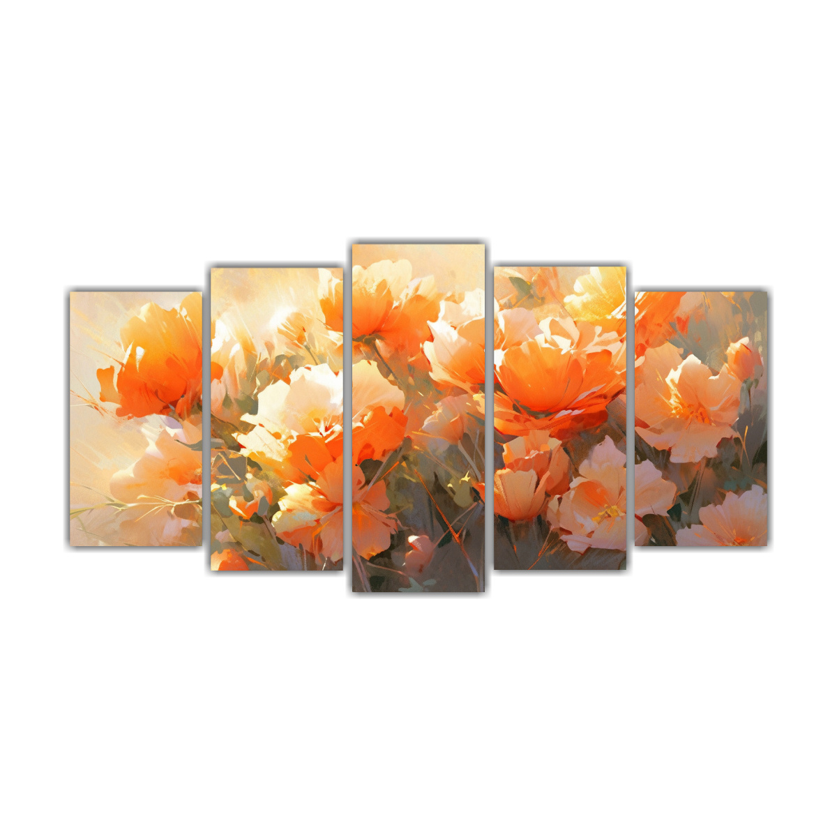 Conjunto De Cuadros Decorativos De Flores Naranjas En Lienzo - DecoCuadros