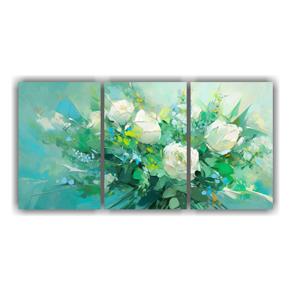 Conjunto De 3 Cuadros De Flores Multicolor En Forma A - DecoCuadros