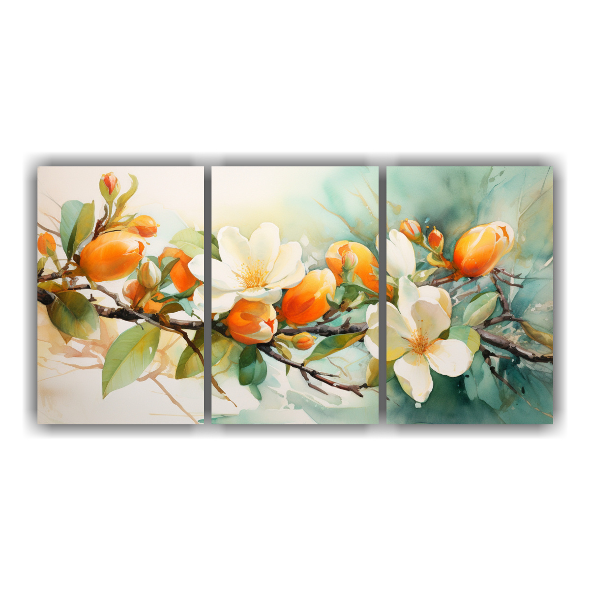 Set 3 Cuadros Estéticos De Lienzo Con Pintura Abstracta De Magnolias En Estilo Estilo óleo ...