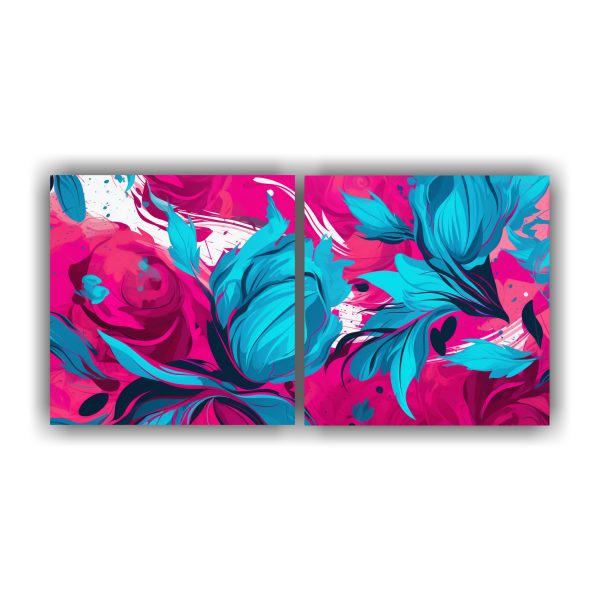 Conjunto De Cuadros Decorativos Turquesa Y Rosa | DecoCuadros