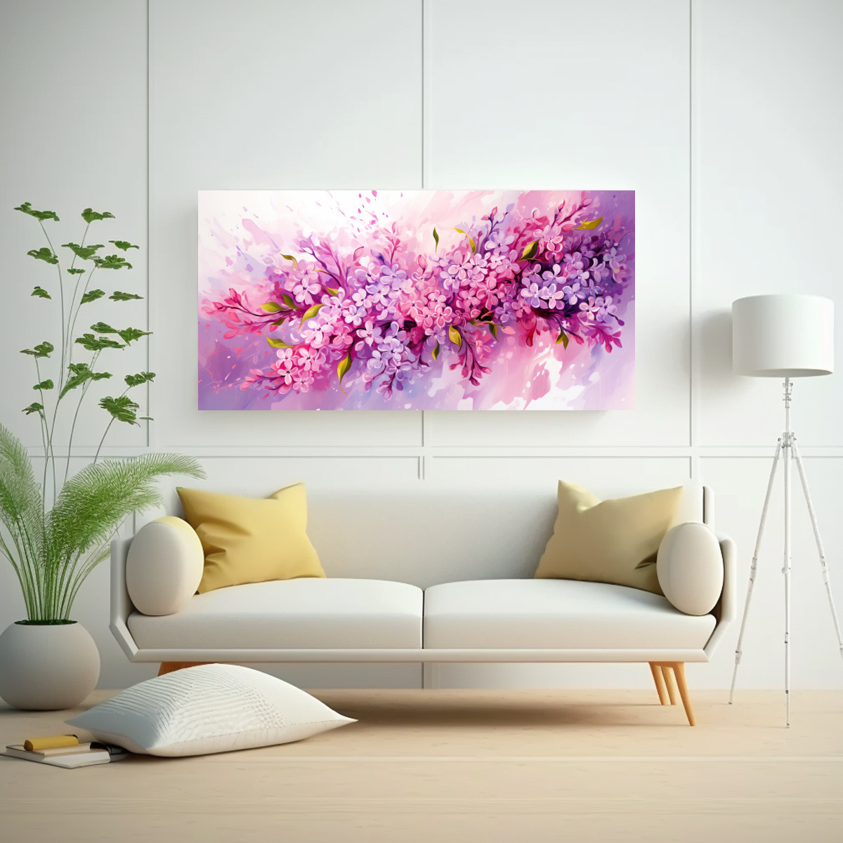 Cuadro Abstracto De Flores Lilas Rojas Y Rosas - DecoCuadros