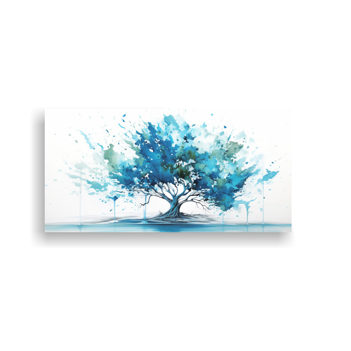 Cuadro Abstracto De árbol Tropical En Tonos Turquesa Y Azul Para ...