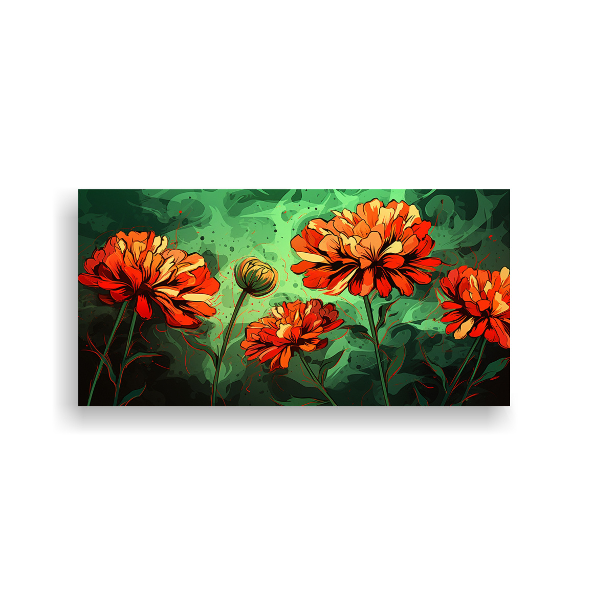 Cuadro Colorido De Hierbas Maravilla En Colores Verde Y Rojo - DecoCuadros