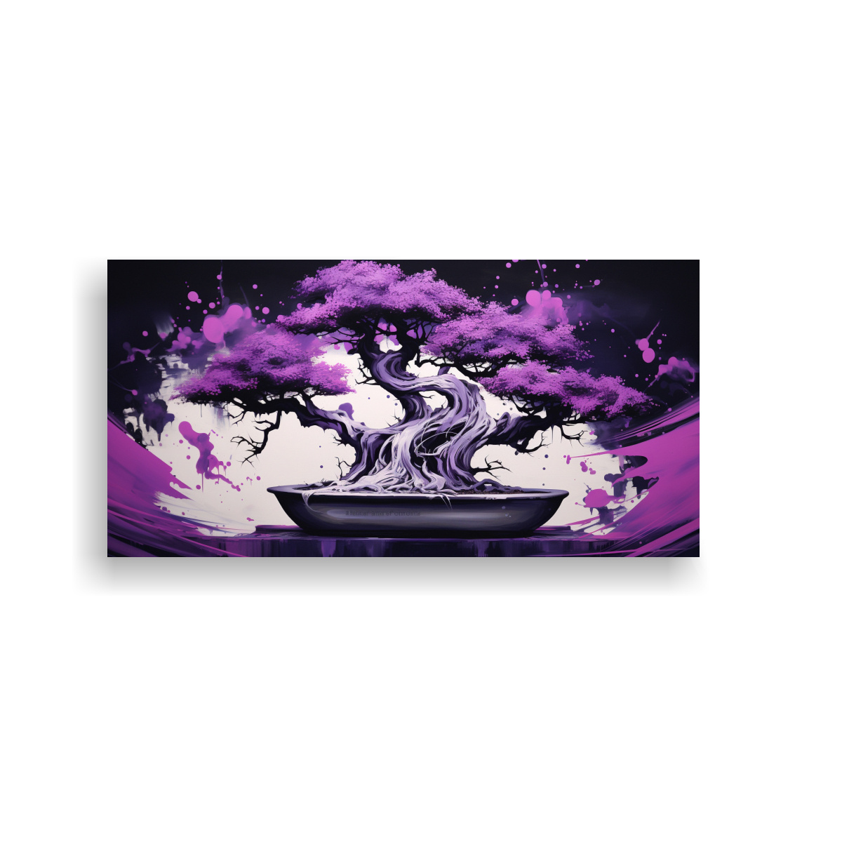Cuadro De Arte En Tela Bonsái Morado Y Blanco - DecoCuadros