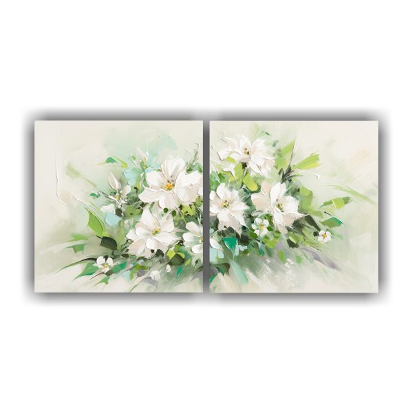 Cuadro De Flores Verde Y Blanco - DecoCuadros