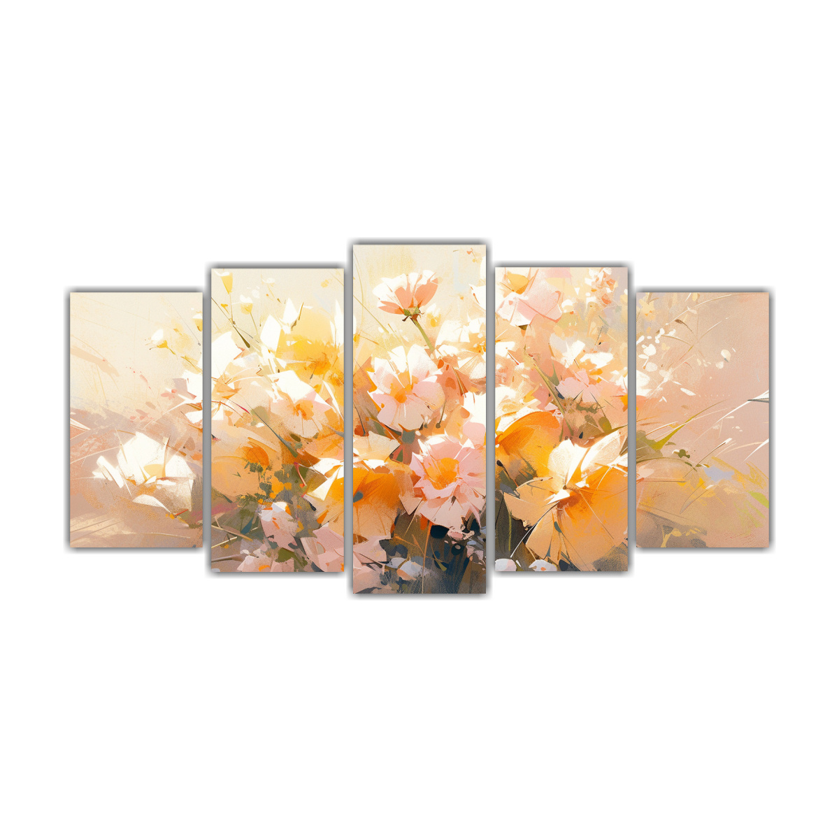 Cuadro De Lienzo Decorativo Cinco Flores Amarillas Y Rosadas En La Decoración De Pinturas ...