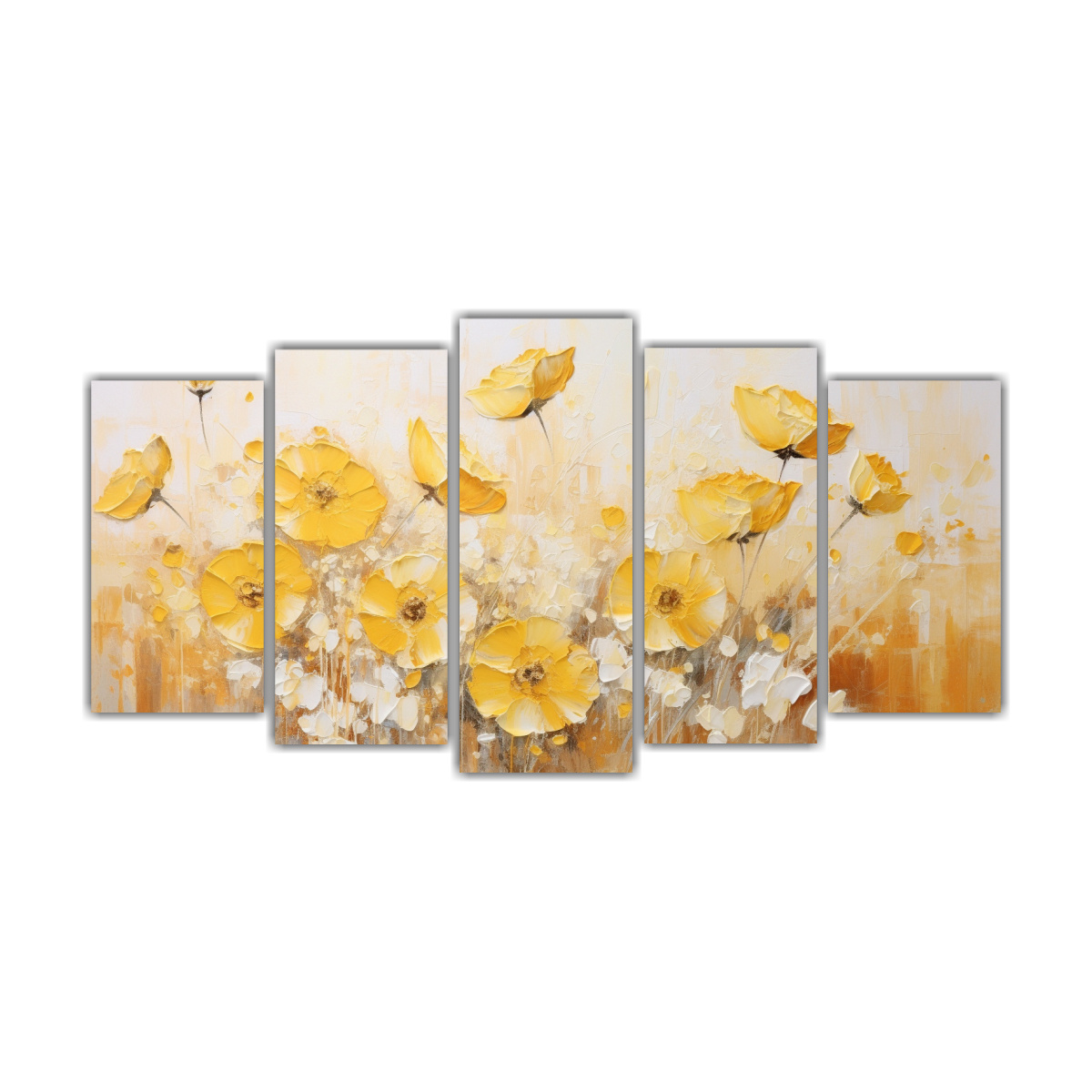 Cuadro Decorativo De Flores Amarillas Y Doradas En Lienzo - DecoCuadros