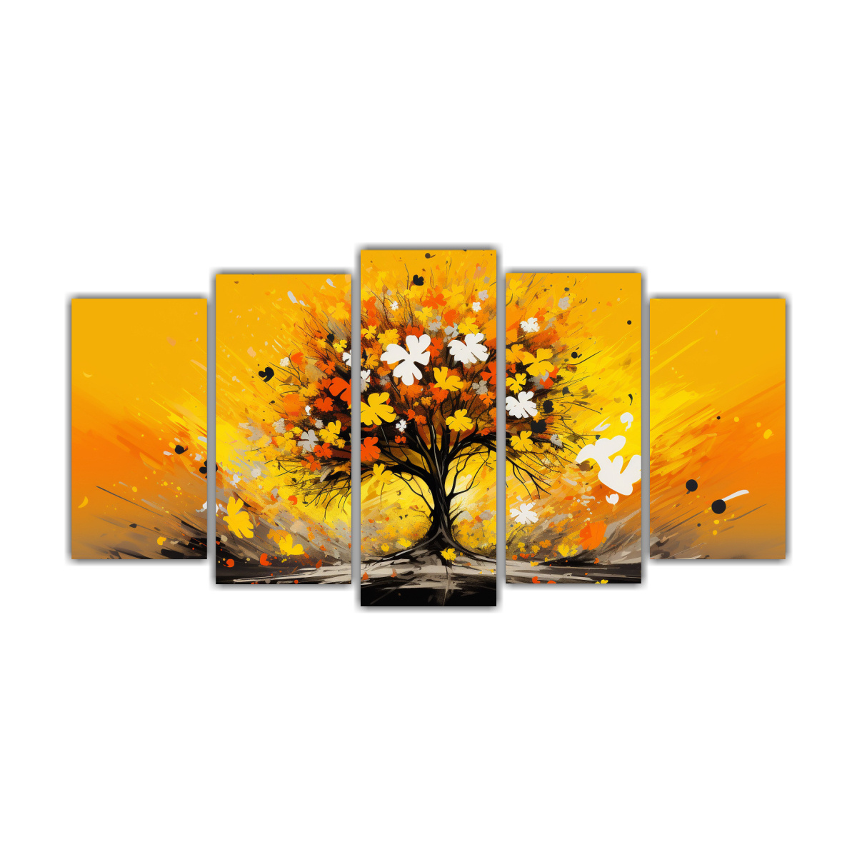 Cuadro Decorativo De árbol Tropical En Amarillo Y Naranja Con Esquema De Movimiento En Lienzo ...