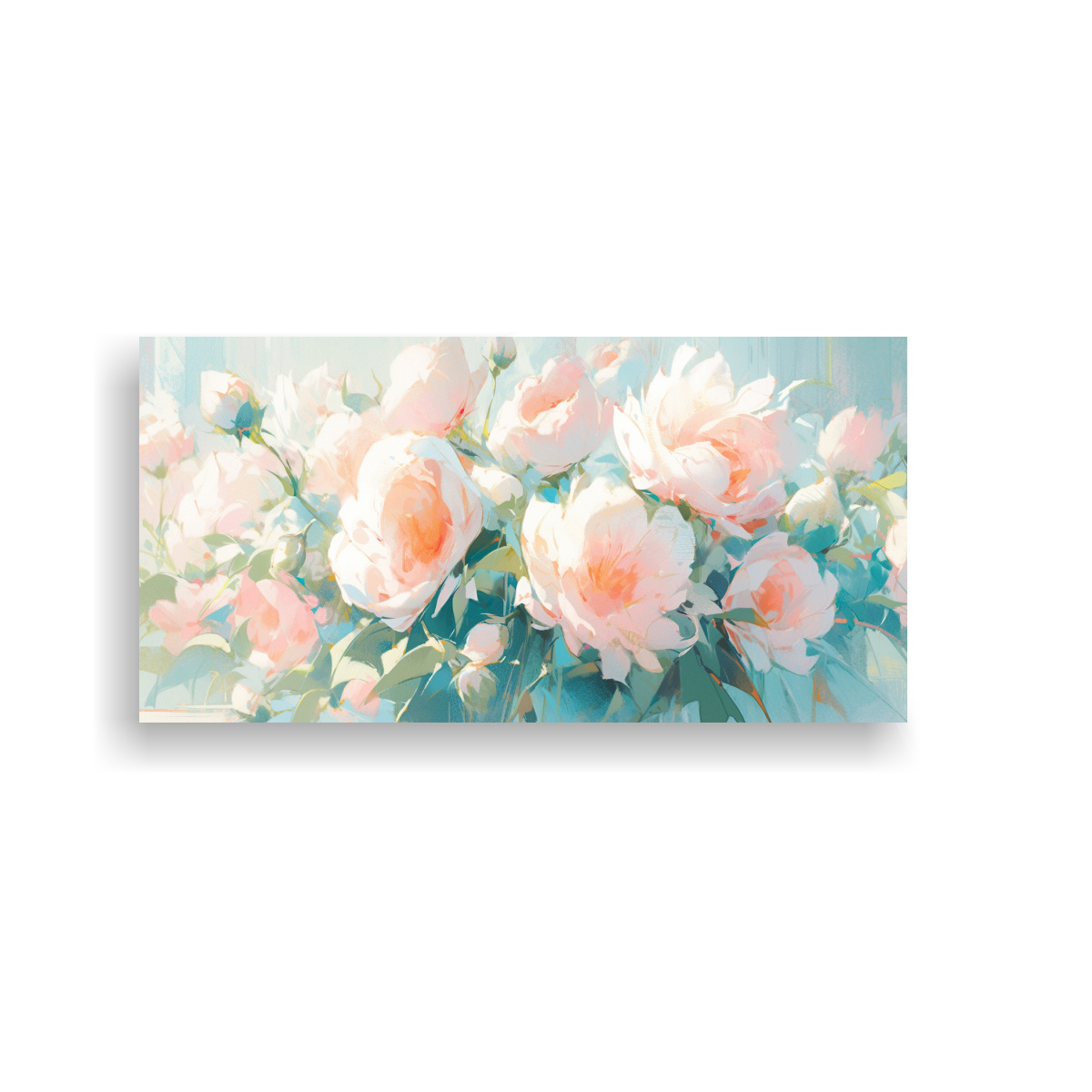 Cuadro Lienzo Escena Floral En Turquesa Y Rosa Para Decoración - DecoCuadros